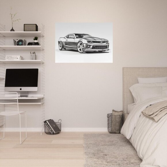 Art | Chevy Camaro Front View Captivating Grayscale Pencil Sketch ...